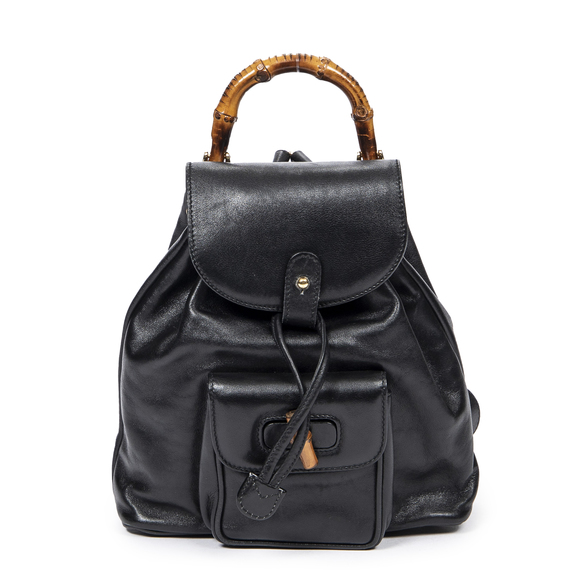 Gucci | Bags | Gucci Mini Bamboo Backpack In Black Calfskin Leather ...